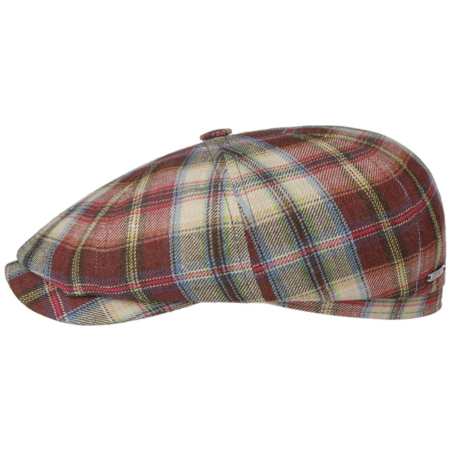 Stetson Hatteras Silk Colour Check Flat Cap